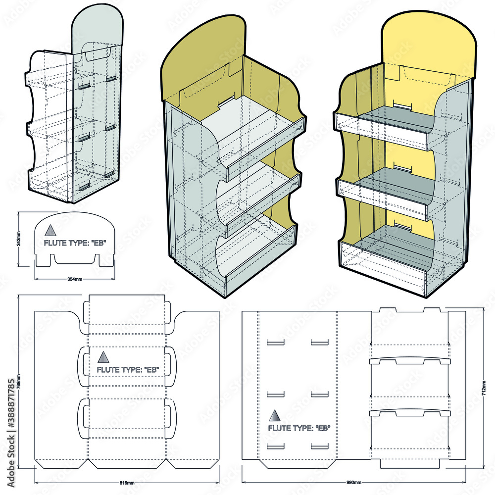Counter display stand and Die-cut Pattern Stock Vector | Adobe Stock
