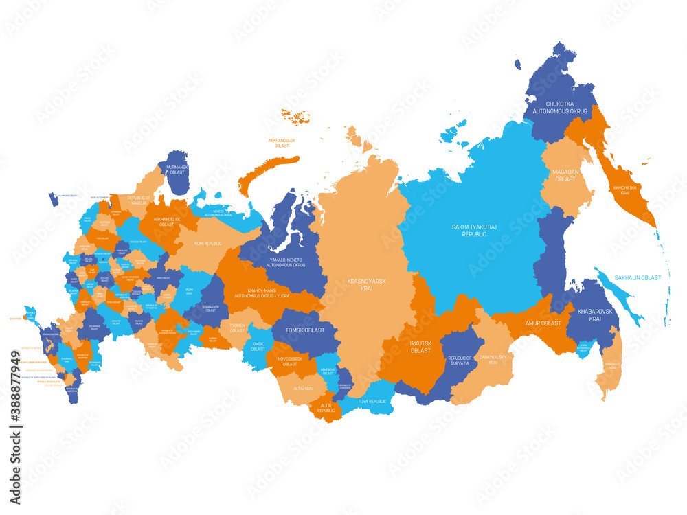 Vetor de Russia - political map of federal divisions do Stock | Adobe Stock