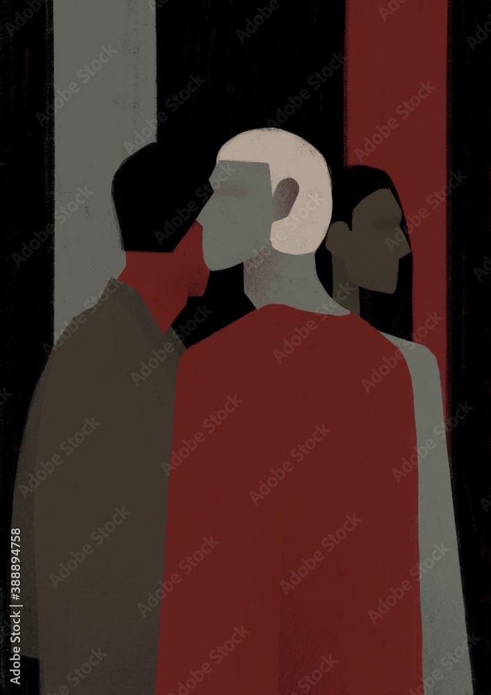 Different colored people on abstract background. Society concept. Stock ...
