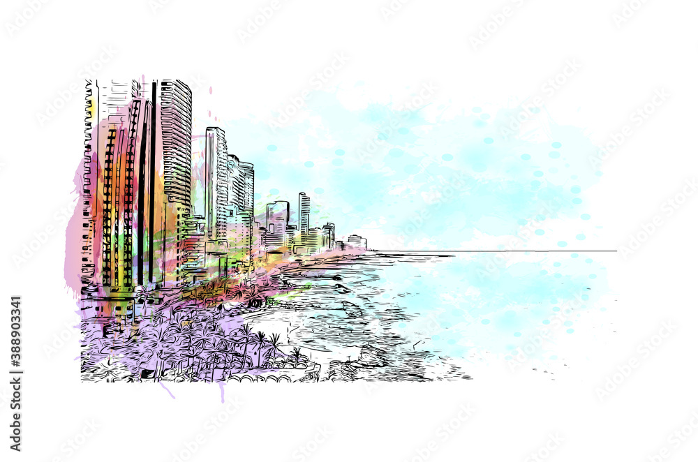 Building view with landmark of Cartagena is a port city on Colombia’s ...