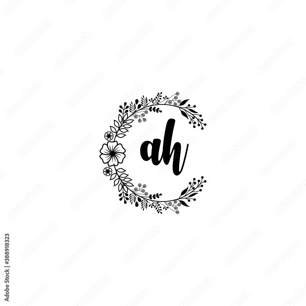 Initial AH Handwriting, Wedding Monogram Logo Design, Modern ...