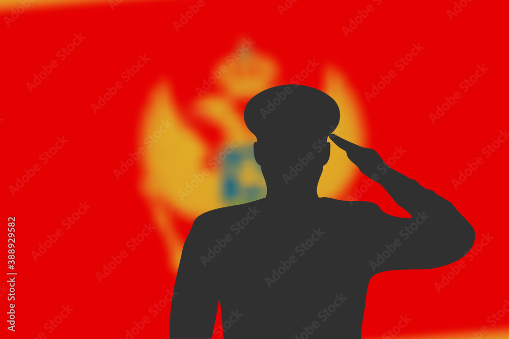 Solder silhouette on blur background with Montenegro flag. Stock Vector ...