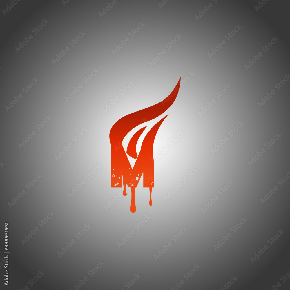 Letter M logo with fire flame shape. Stock Vector | Adobe Stock