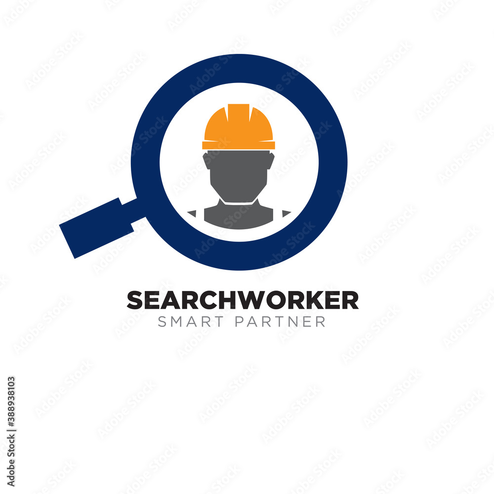 Vetor de worker search logo designs for construction service do Stock ...