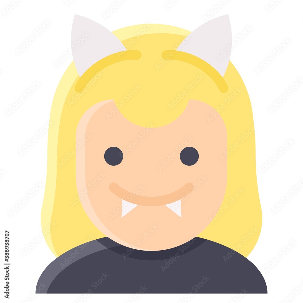 Cat girl avatar, Halloween costume vector icon Stock Vector | Adobe Stock