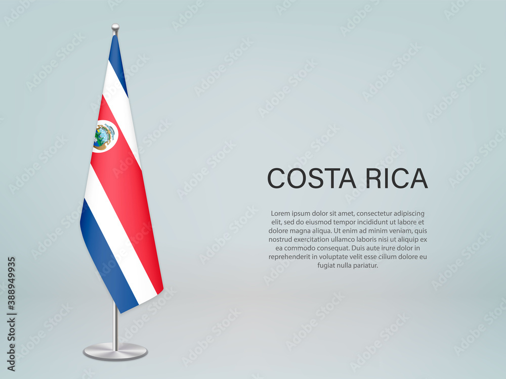 Costa Rica hanging flag on stand. Template forconference banner Stock ...