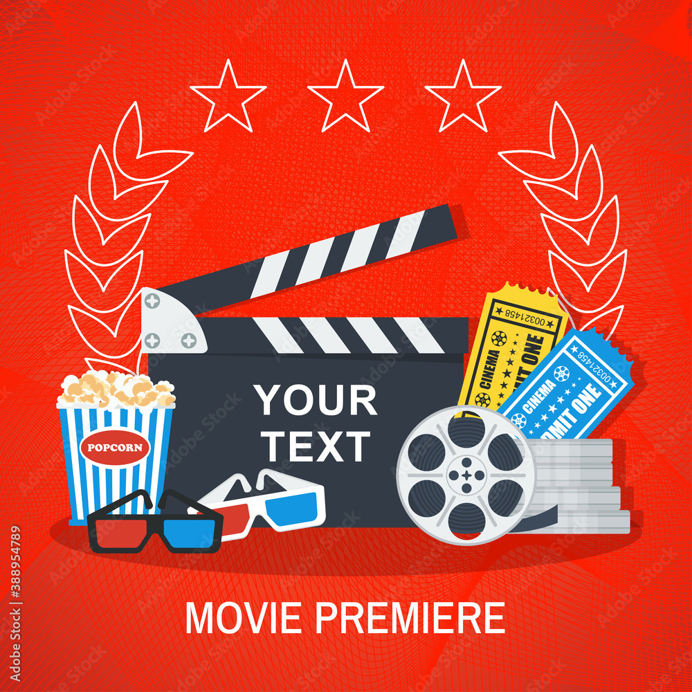 Movie making and Movie premiere concept. Flat vector cartoon ...