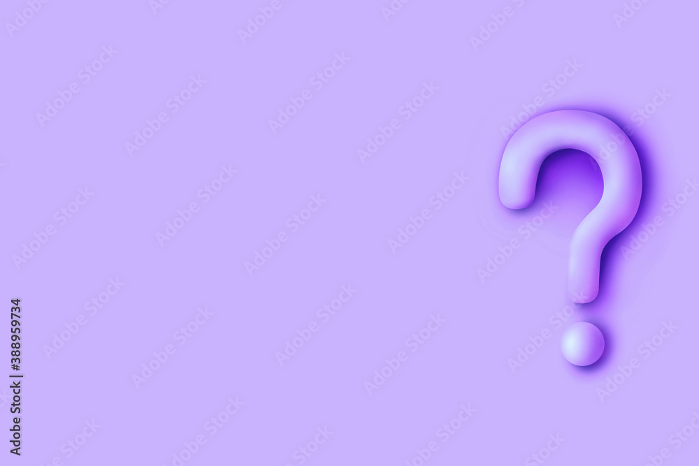 Purple question mark isolate on purple pastel color wall background ...