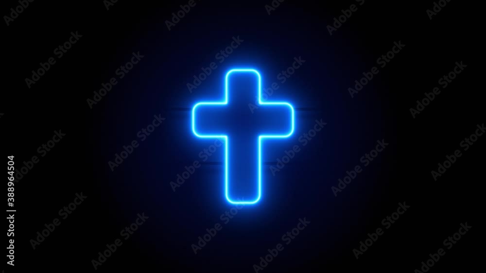 Cross neon sign appear in center and disappear after some time ...
