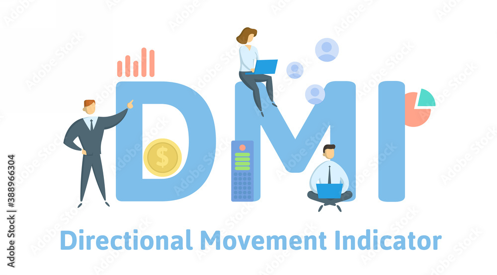 DMI, Directional Movement Indicator. Concept with keywords, people and ...
