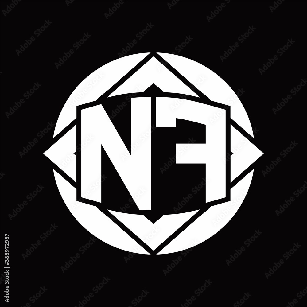 NF Logo with circle rounded and square rotate design template Stock ...