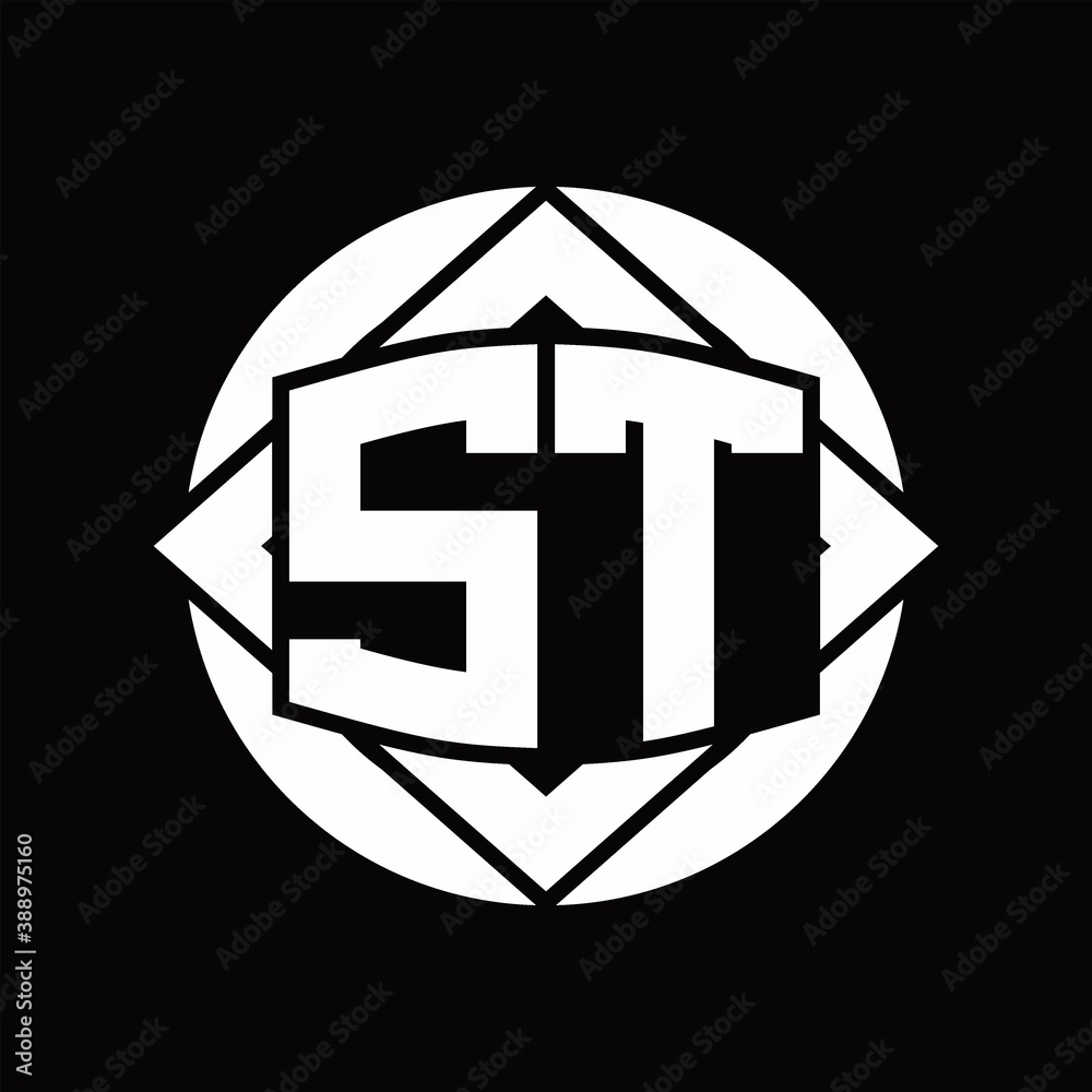 ST Logo with circle rounded and square rotate design template Stock ...