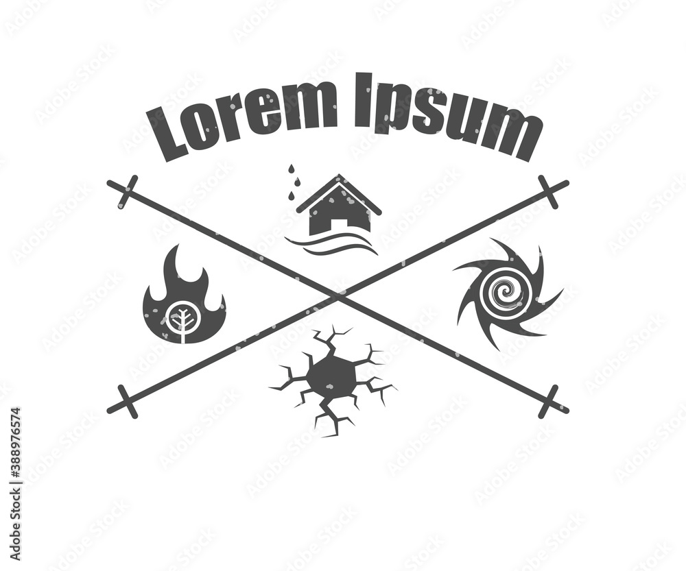 Various natural disaster management icon based logo vector illustration ...