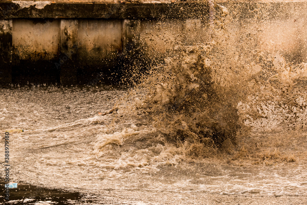 Waste water splashing.Dirty river, boiling and splash Stock Photo ...
