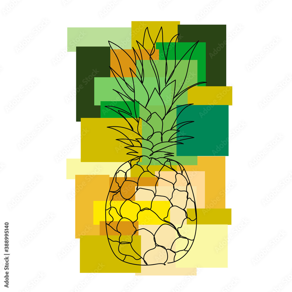 Abstract. Ananas - one line drawing. Vector illustration continuous ...