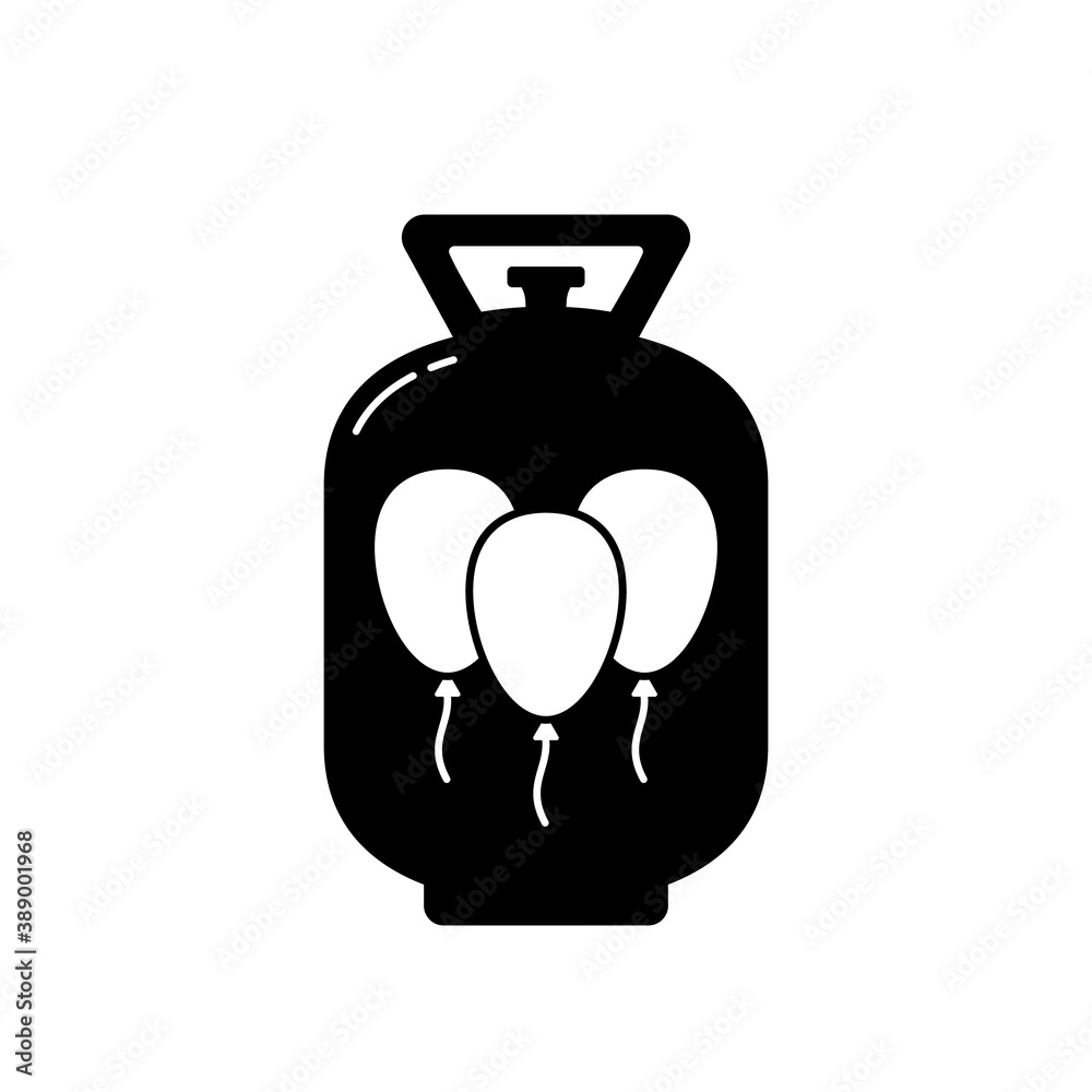 Silhouette helium balloon gas tank with handle. Outline icon of gassing ...