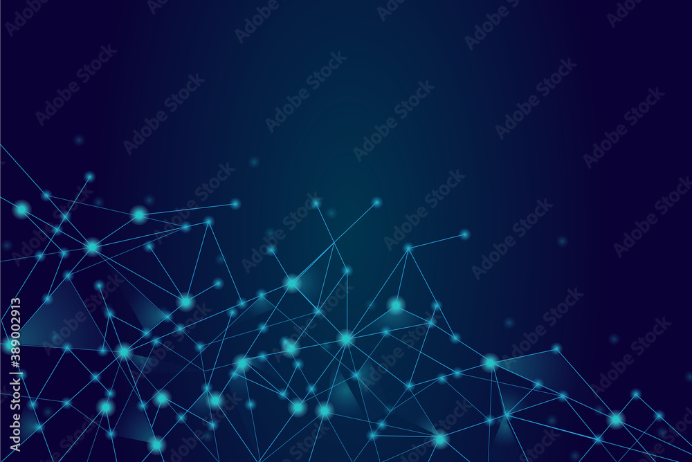 Network abstract connection isolated on blue background. Network ...