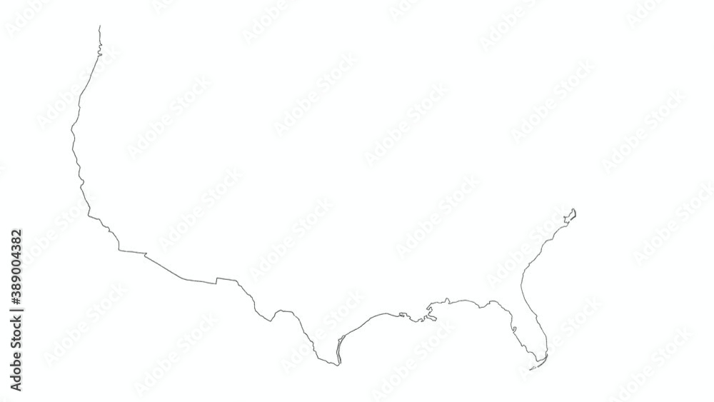 Map of the United States of America. 2D A drawn map of the United ...