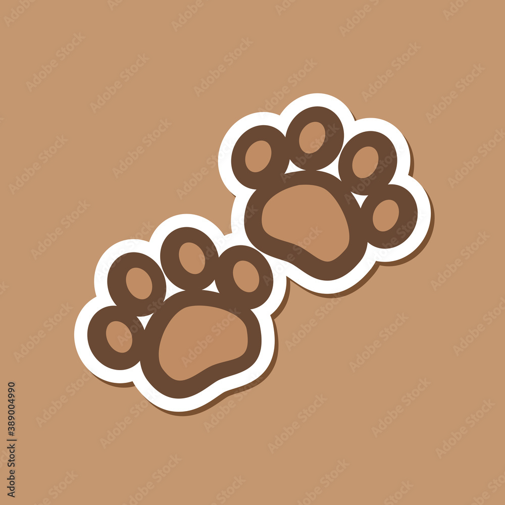 WebCartoon brown animal paw print set sticker patch print design with ...