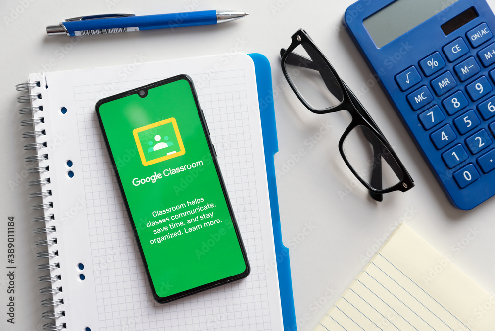 Google Classroom app logo. Remote education Stock Photo | Adobe Stock