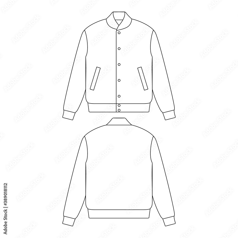 Template varsity jacket vector illustration flat design outline ...
