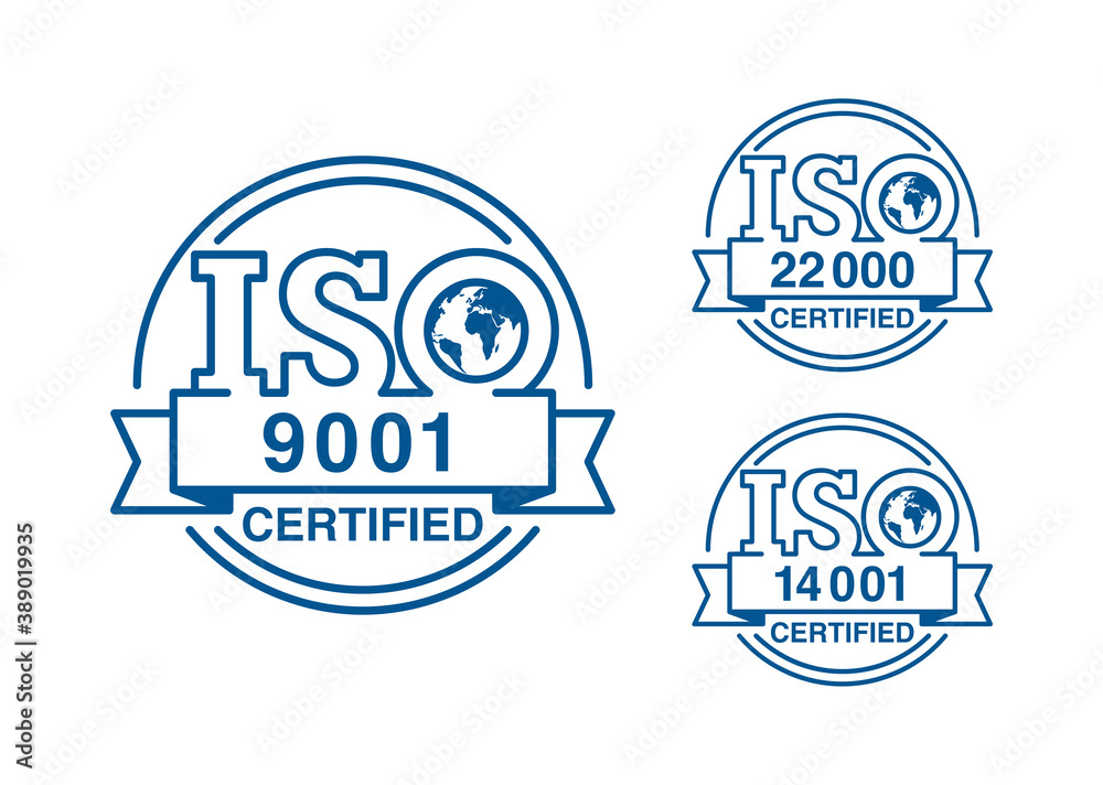 ISO 9001, 14001 and 22000 certified stamps collection - worldwide quality management system ...