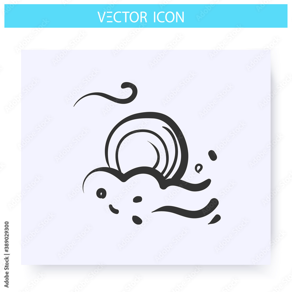 Wind icon. Hand drawn sketch. Windy weather. Sky with floating clouds ...