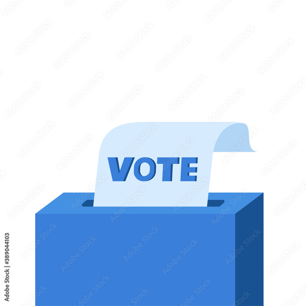 Vote box with checklist. Putting paper in ballot box. Election concept ...