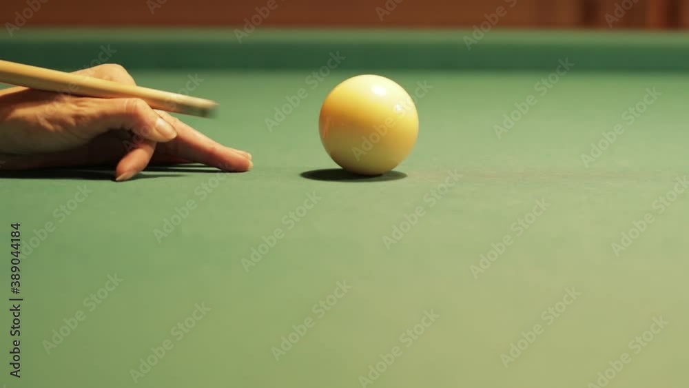 Pool billiard hit of the white ball Stock ビデオ | Adobe Stock