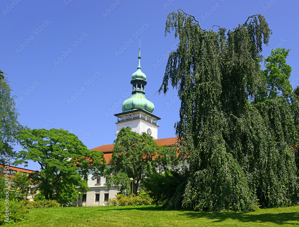 Chateau and park Vsetin, Czech Republic. Renaissance chateau in Vsetin ...