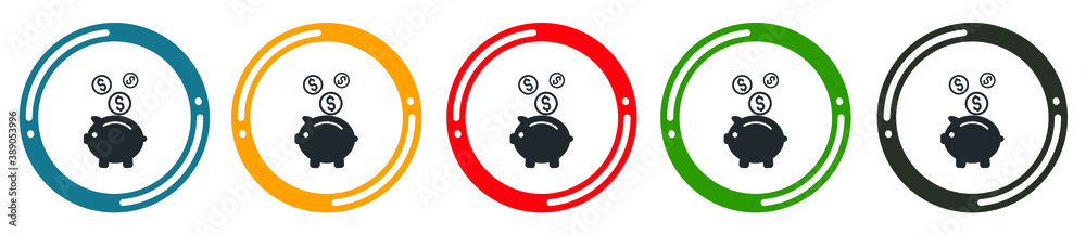 Account bank icon set. flat design vector illustration in 5 colors ...