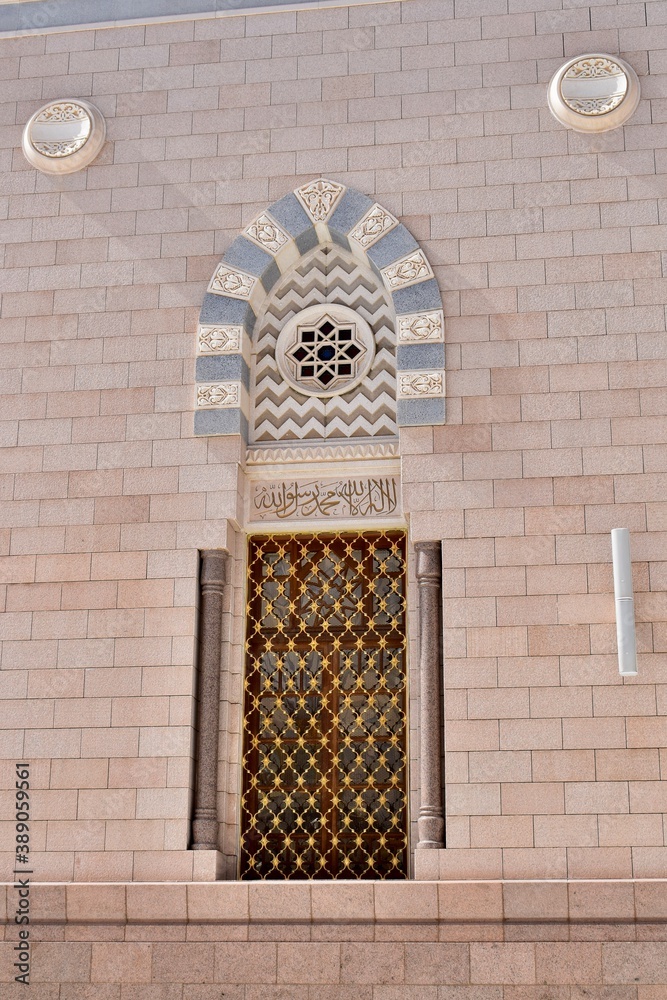 Window of the mosque Al-Masjid an-Nabawi, Medina, Saudi Arabia, KSA ...