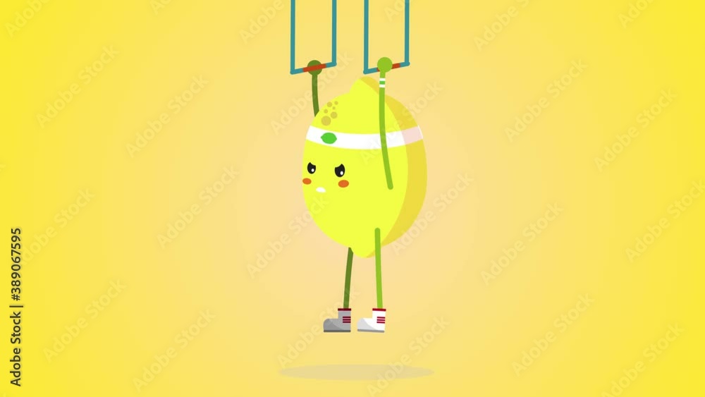 Video Stock Cute lemon pumping up. Colorful Funny yellow lemon cartoon ...