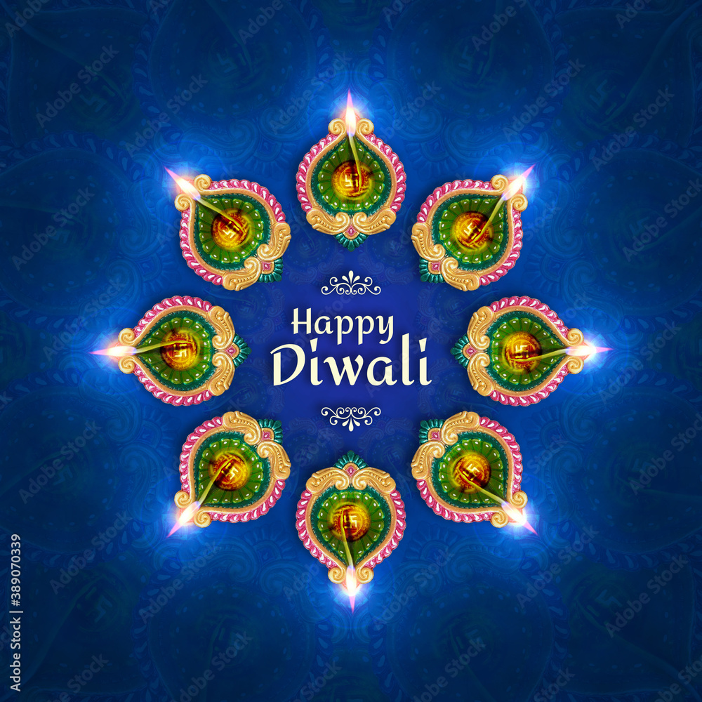 Decorative Lantern Diya top view for festival of lights, joy, happiness ...