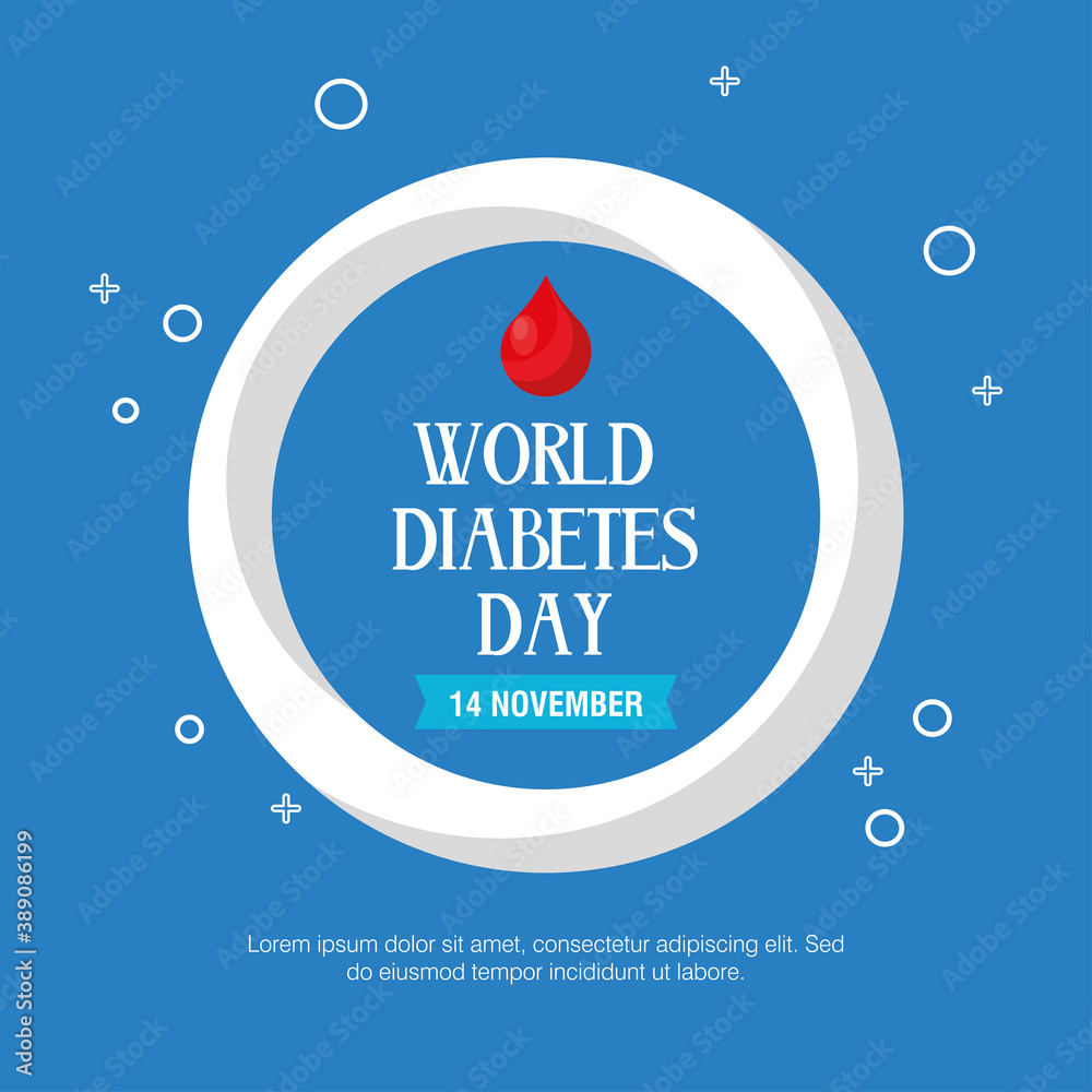 world diabetes day campaign with lettering and drop blood vector ...