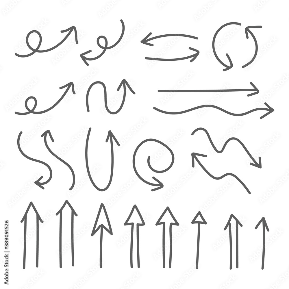 Arrow doodles vector collection. Set of Hand drawn vector arrows. Stock ...