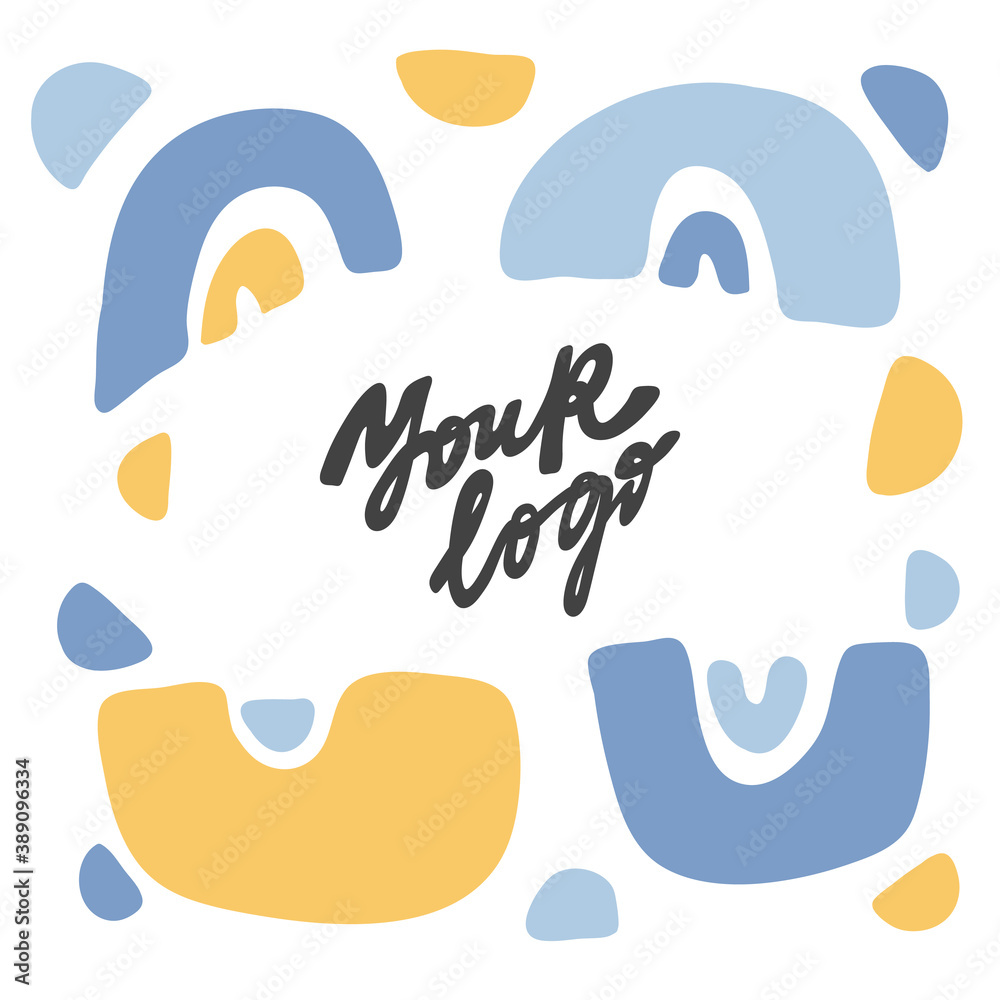 Hand drawn colorful border frame for your concept logo design or social ...