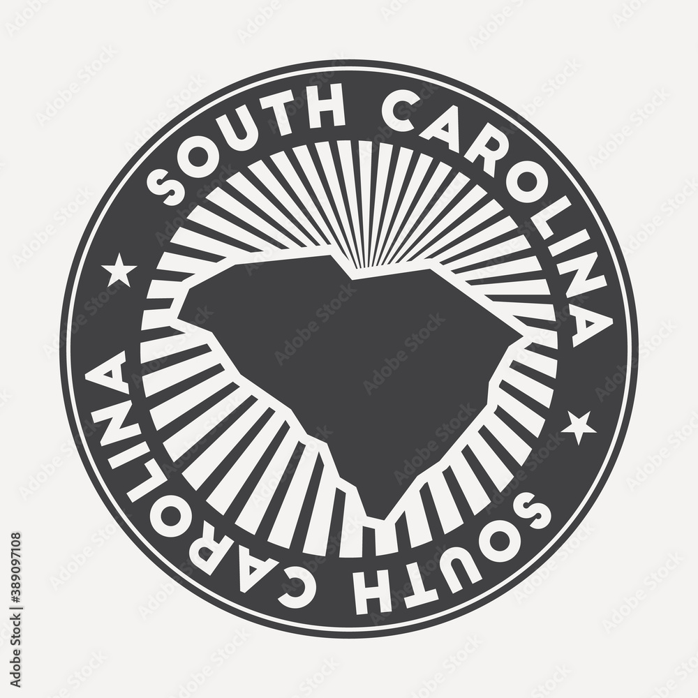 South Carolina round logo. Vintage travel badge with the circular name ...