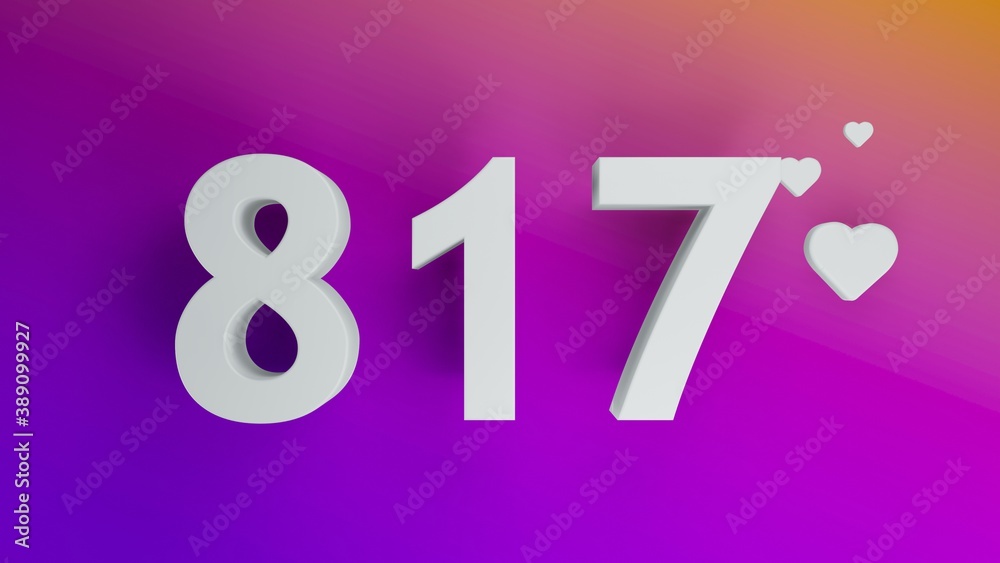 Number 817 in white on purple and orange gradient background, social ...
