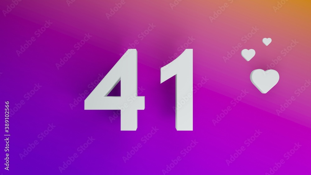 Number 41 in white on purple and orange gradient background, social ...