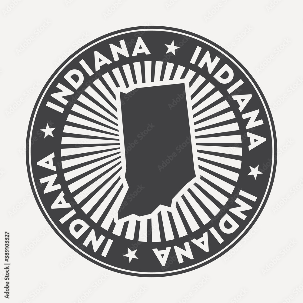 Indiana round logo. Vintage travel badge with the circular name and map ...