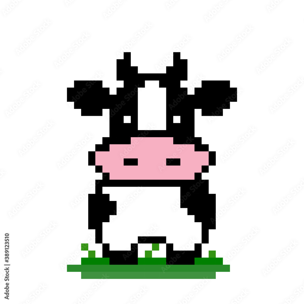 cow image pixels. Pixel art vector illustration. Stock Vector | Adobe Stock