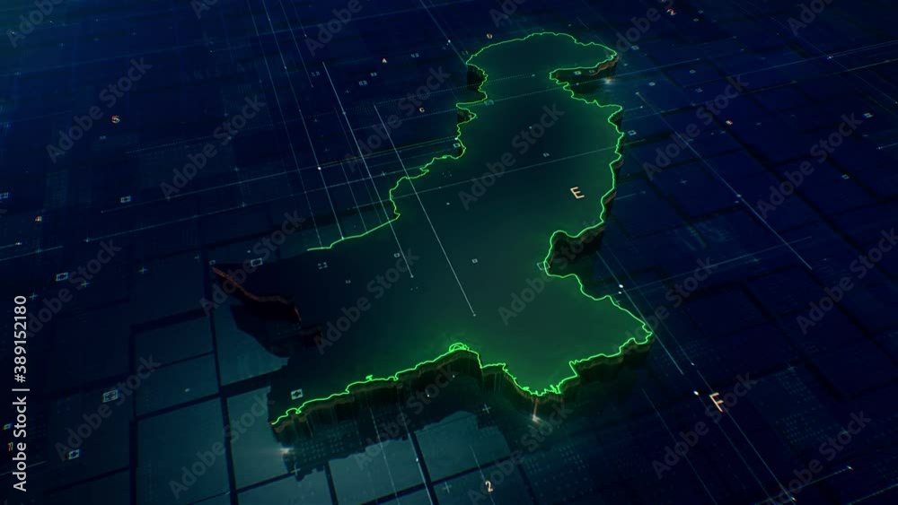 Pakistan map Digital background Loop 4k Stock Video | Adobe Stock