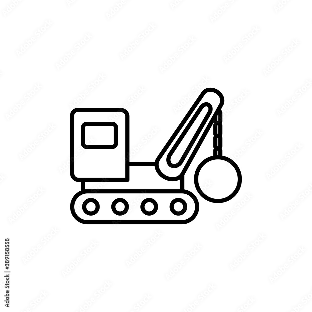 Wreck ball crane icon. Demolish truck symbol modern, simple, vector ...