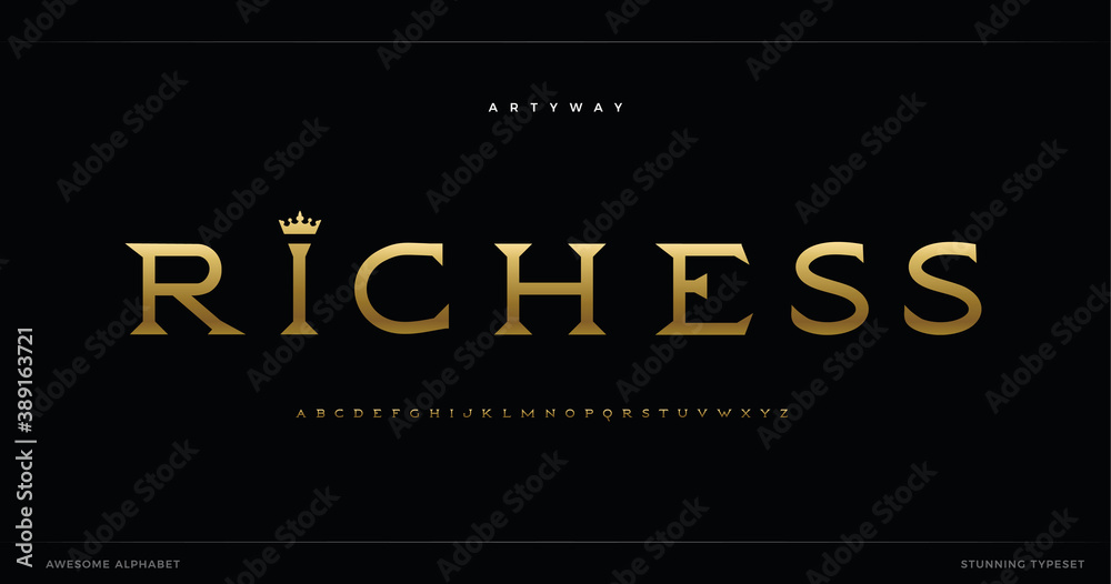 Royal alphabet. Serif vintage stunning font, minimalist type for retro ...