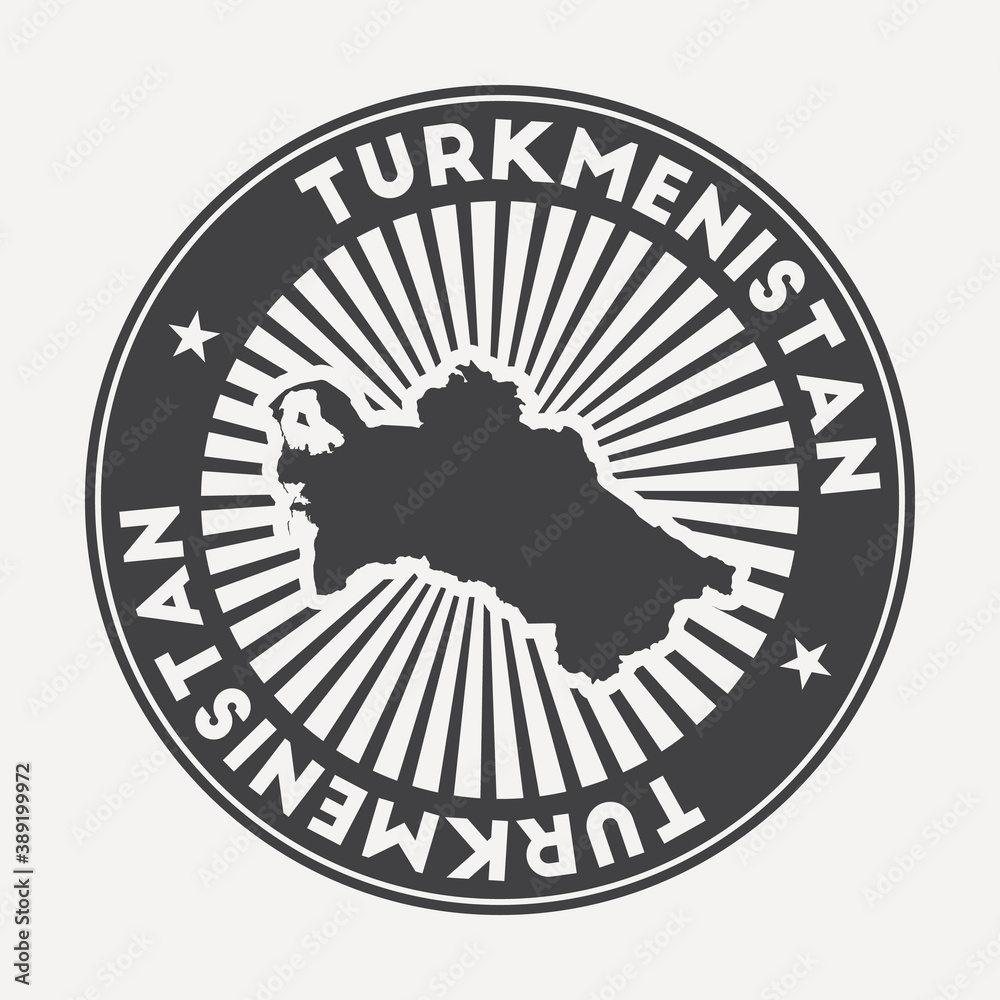 Turkmenistan round logo. Vintage travel badge with the circular name ...