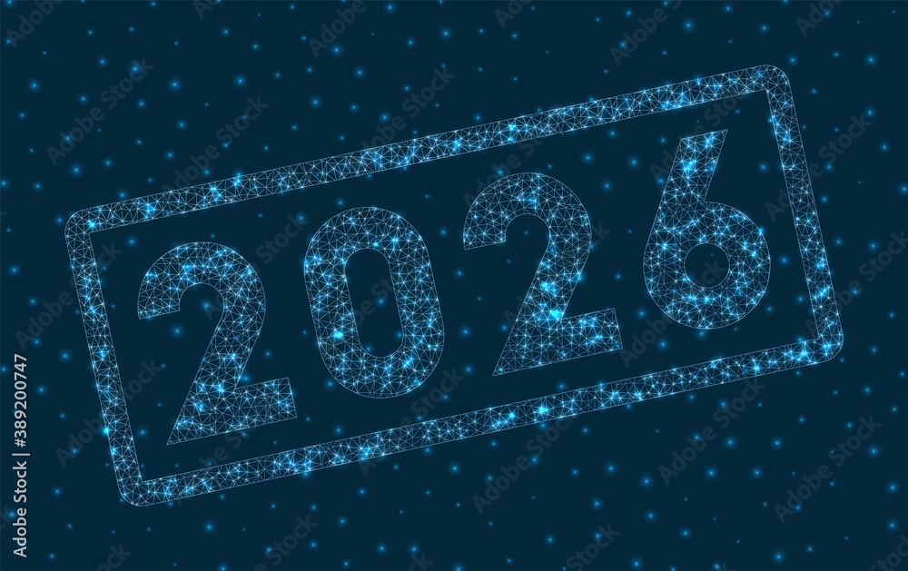 2026 word in digital style. Glowing geometric 2026 badge. Awesome ...