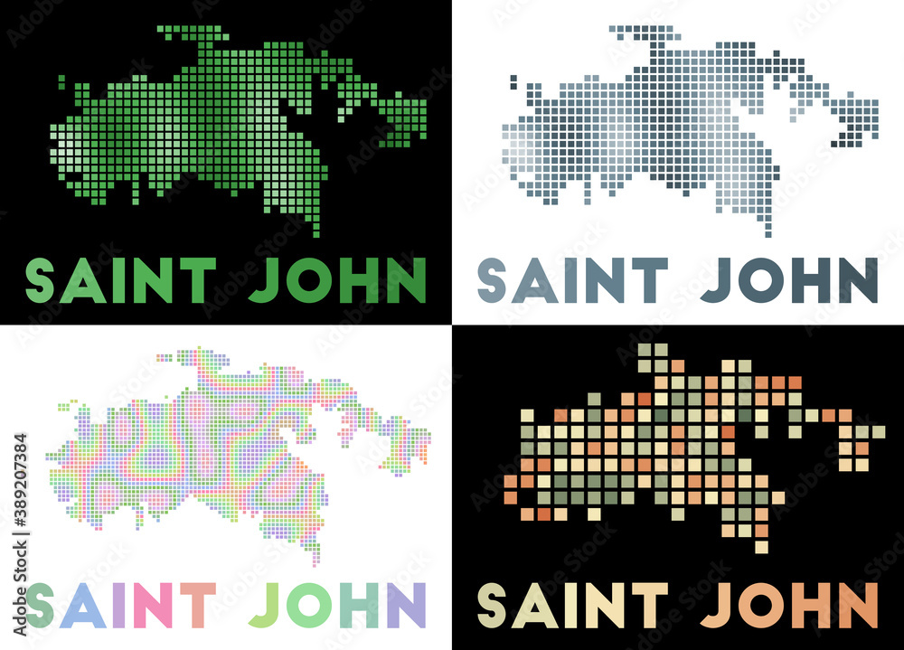 Saint John map. Collection of map of Saint John in dotted style ...