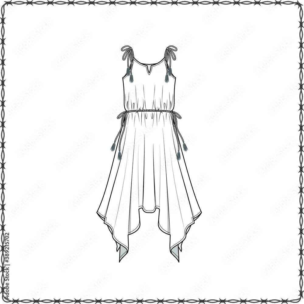 women dress editable fashion flat sketch for creating new designs ...