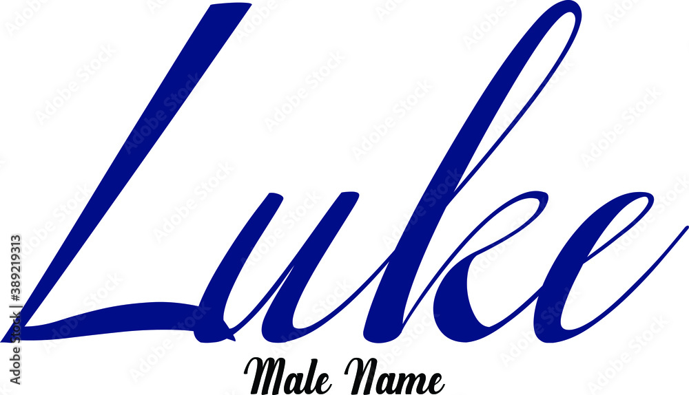 Luke-Male Name Cursive Calligraphy Blue Color Text on Light Grey ...